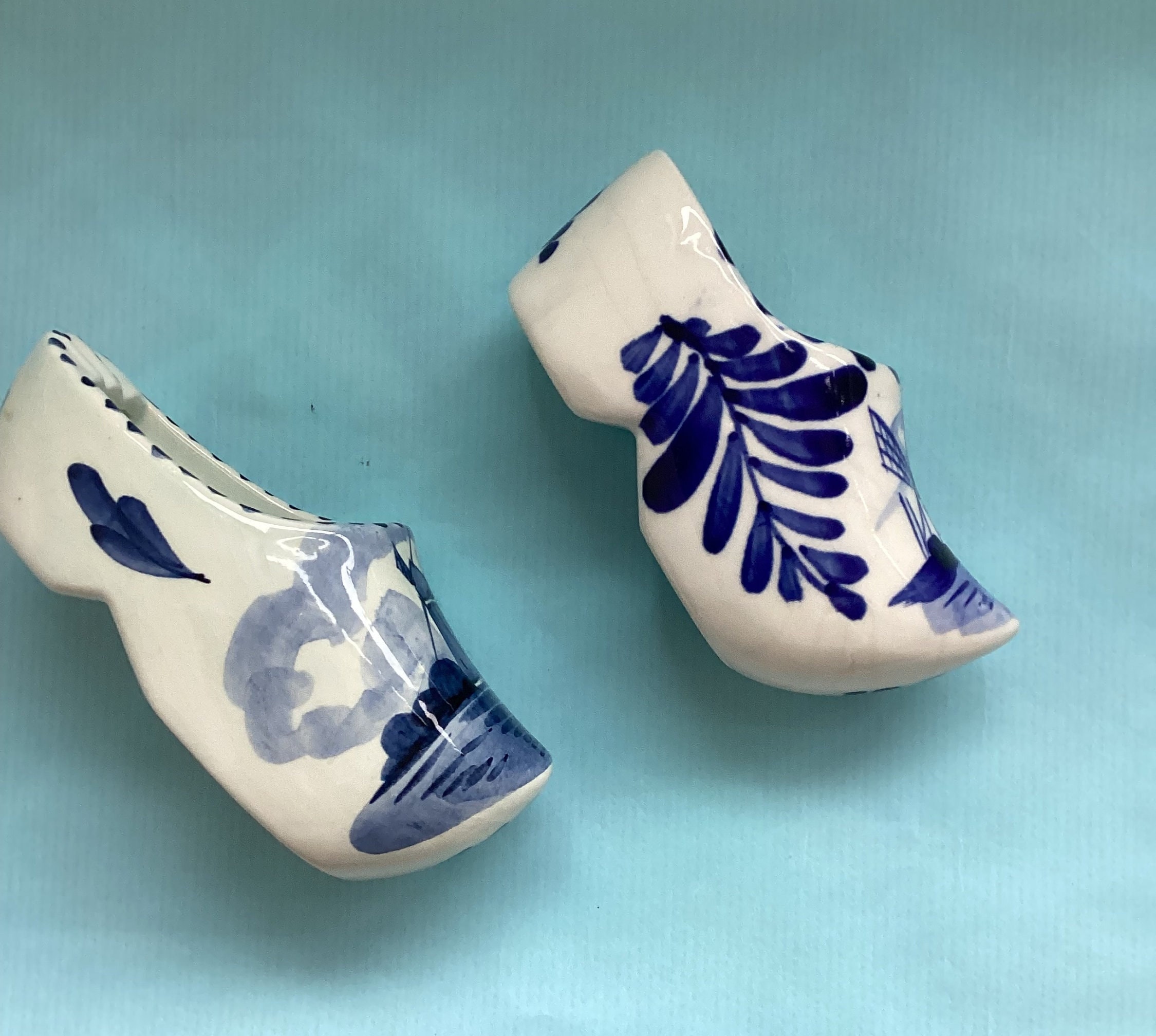 1960s Dutch Blue and White Ceramic Clogs - Etsy