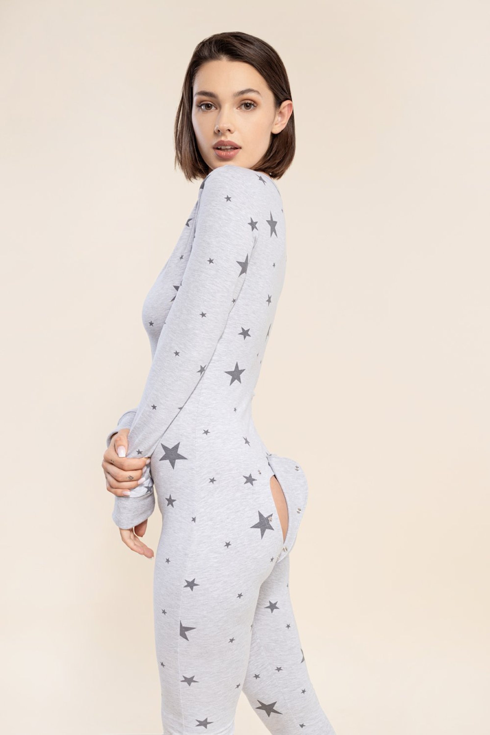 Pajama With Open Butt Flap Sexy Sleep Suit Grey Big Star Etsy Uk