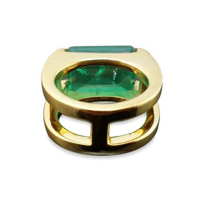 Single Stone Ring for Men 925 Sterling Silver Green Emerald Cut Ring ...