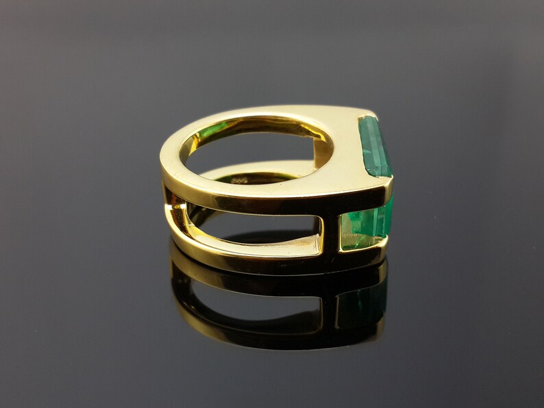 Single Stone Ring for Men 925 Sterling Silver Green Emerald - Etsy