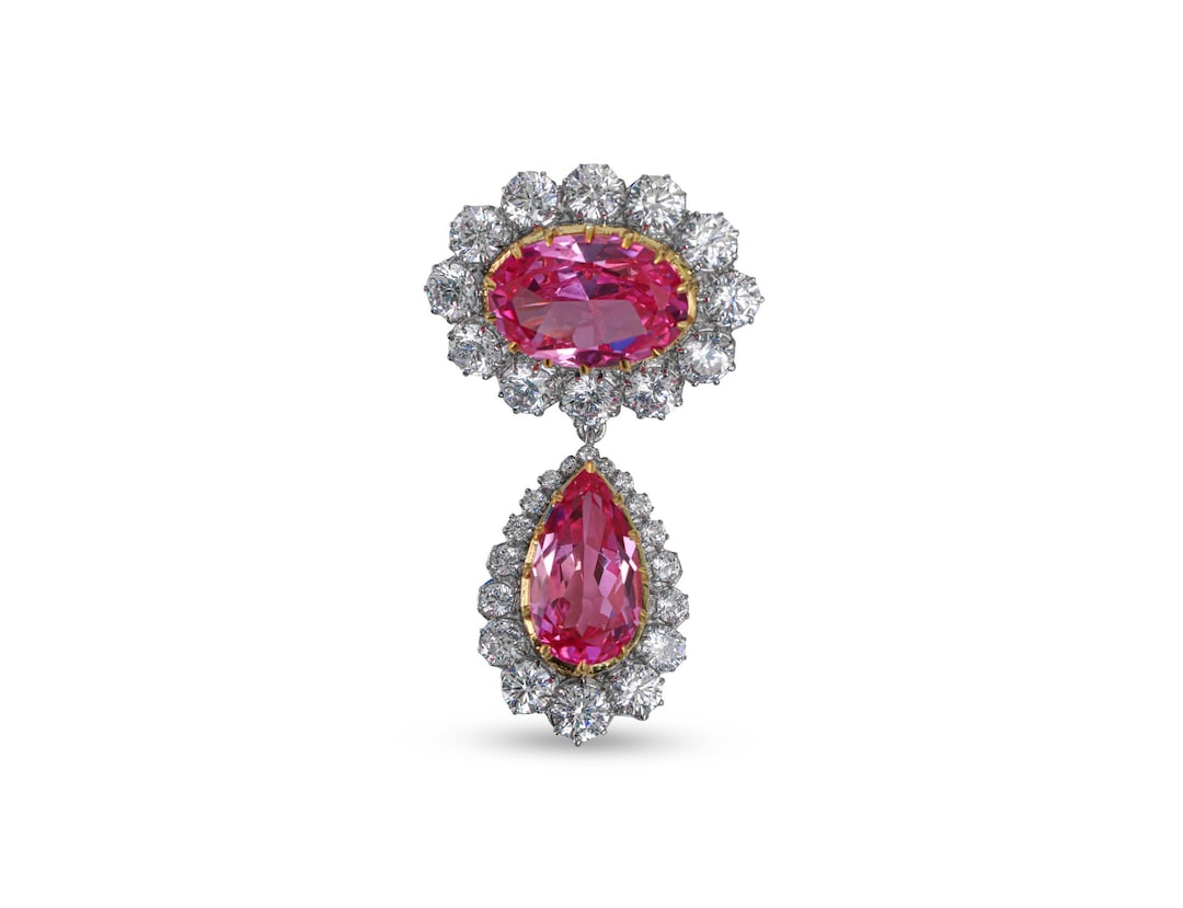 Victorian Ruby Brooch for Women Cubic Zirconia Halo Inspired by Queen ...