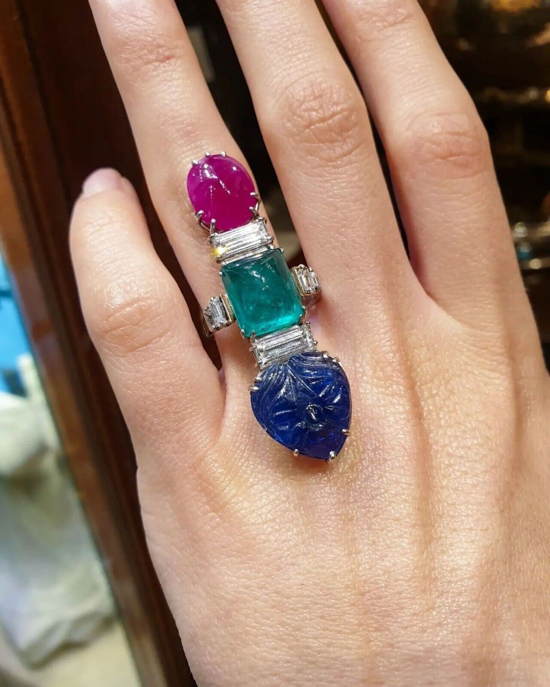 Buy Statement Ring for Women 925 Sterling Silver Lab-created Carved ...