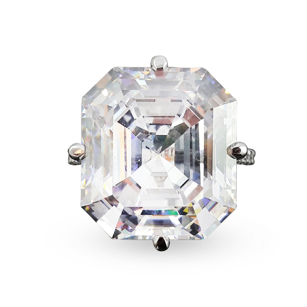 Statement Right Hand Ring for Women 35ct Asscher Cut Diamond Ring 925 ...