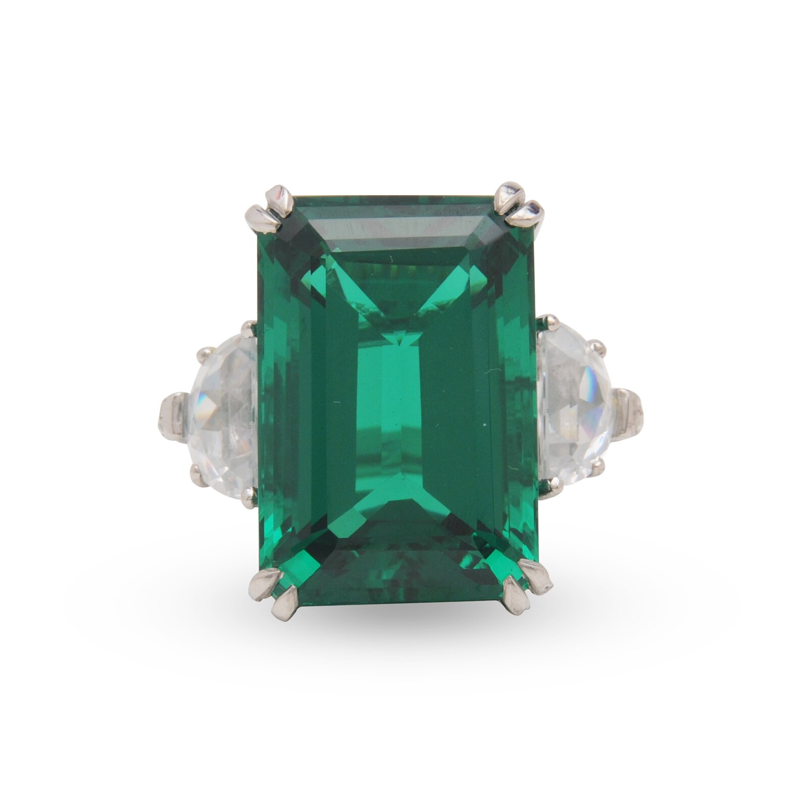 Three Stone Ring for Women 925 Sterling Silver Green - Etsy