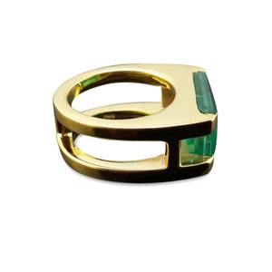 Single Stone Ring for Men 925 Sterling Silver Green Emerald Cut Ring ...