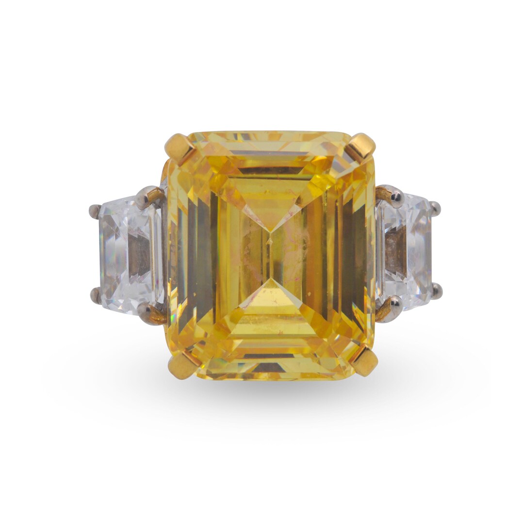 Yellow Solitaire Engagement Ring for Women 925 Sterling Silver Handmade ...