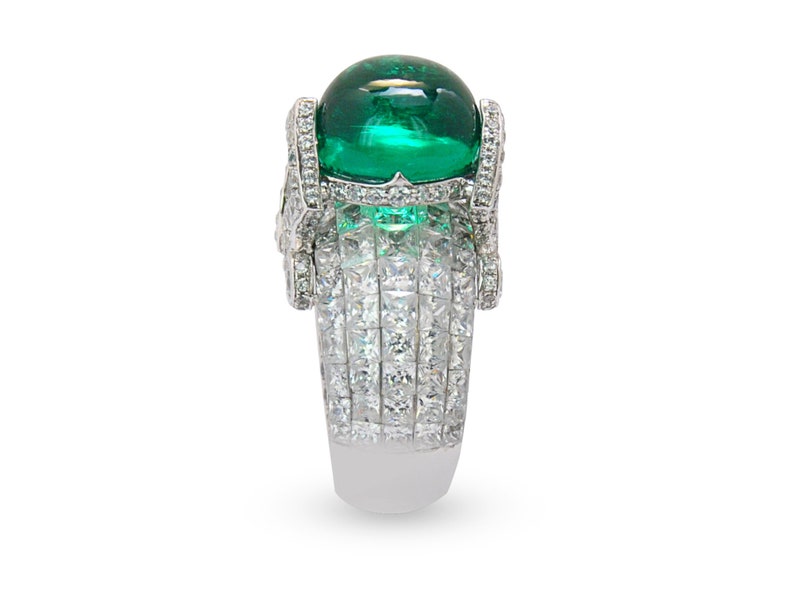 Cocktail Ring for Women Green Round Shape Cabochon Designer - Etsy