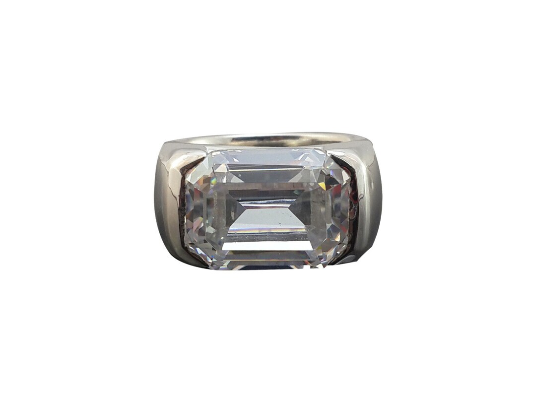 Right Hand Ring 7ct Sleeping White Emerald-cut Ring for Men's 925 ...