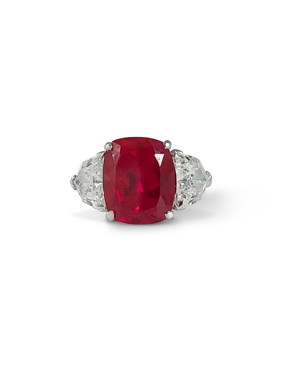 Three Stone Ruby Cushion Cut Ring for Women Cocktail Jewelry 925 ...