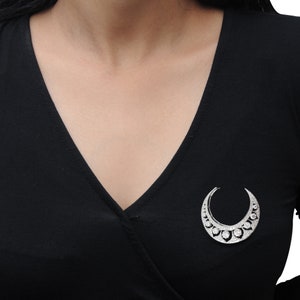 Crescent Moon Shape Pin Brooch for Men/women 925 Sterling Silver ...