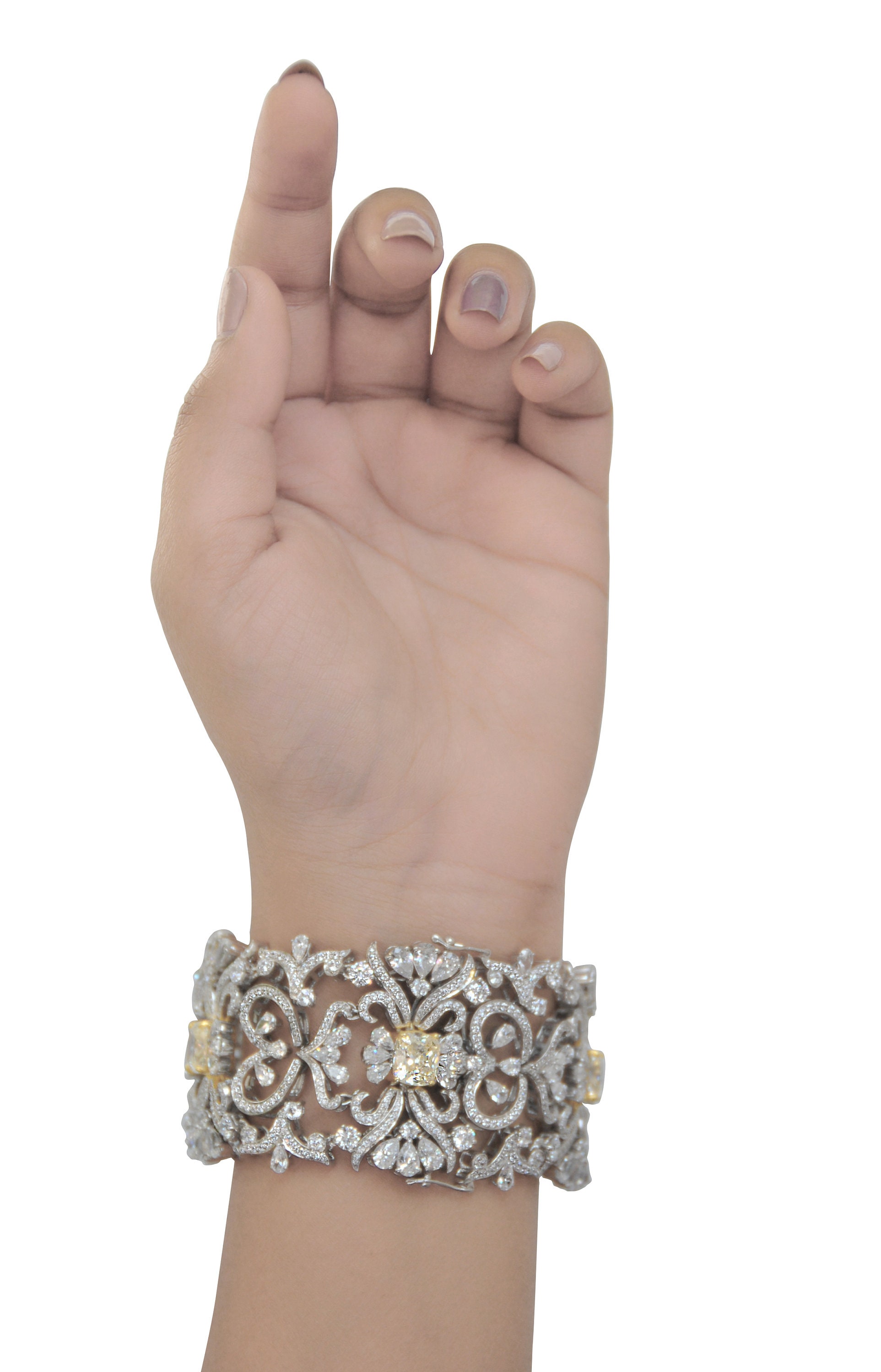 Statement Bracelet Extraordinary Detailed Yellow & white | Etsy