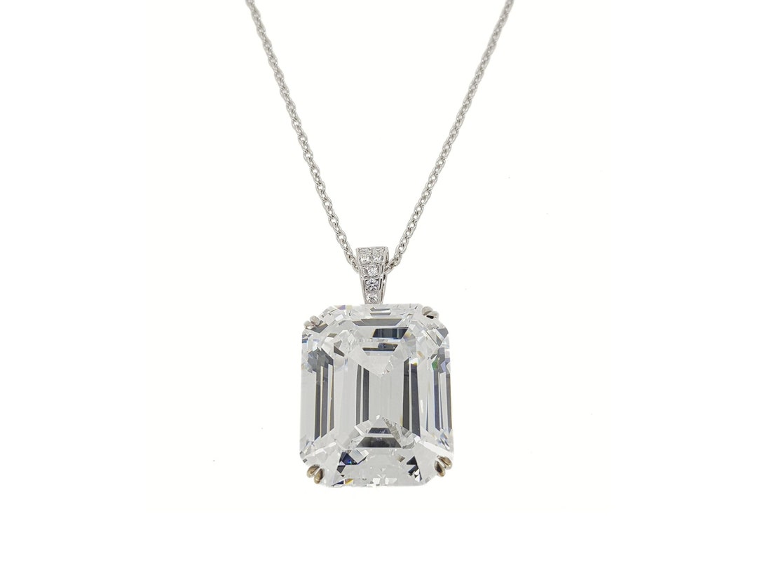 Cocktail Pendant 100ct Emerald-cut Jewel for Women 925 Sterling Silver ...