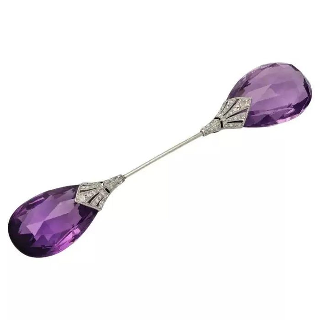Glorious Lab Amethyst Jabot Pin Brooch 925 Sterling Silver High ...