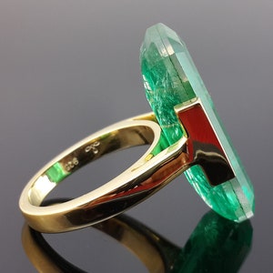 Right Hand Ring for Women Gold Plated Emerald Cut Ring 925 Sterling ...