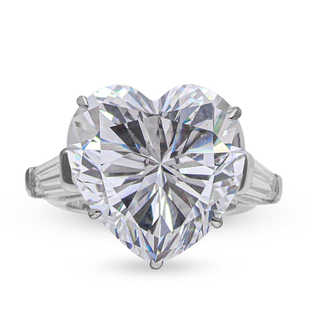 Heart Shaped Diamond Ring for Women 6ct Heart Baguette Three Stone Ring ...