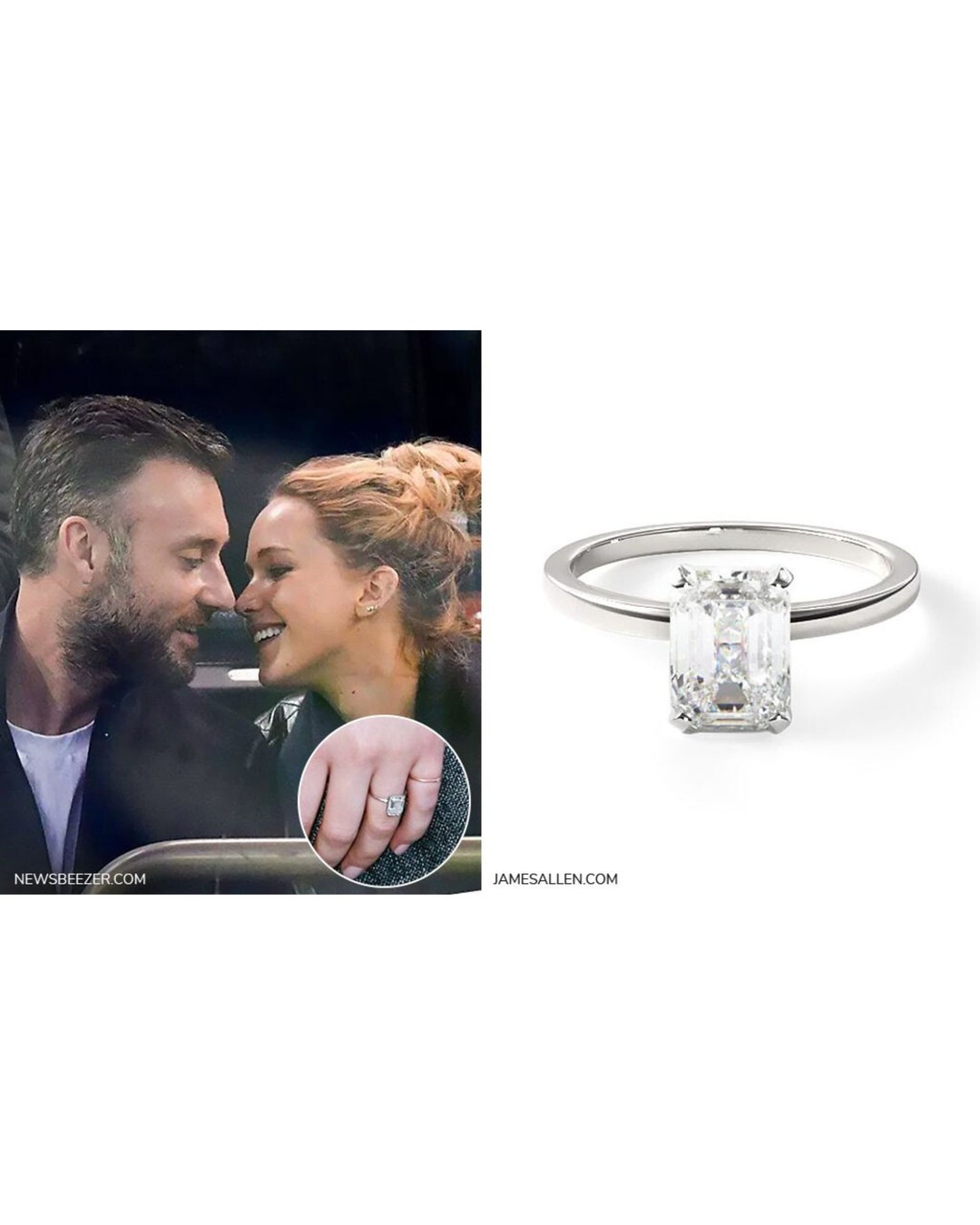 Jennifer Lawrence Gorgeous Engagement Ring, Solitaire Emerald Diamond ...