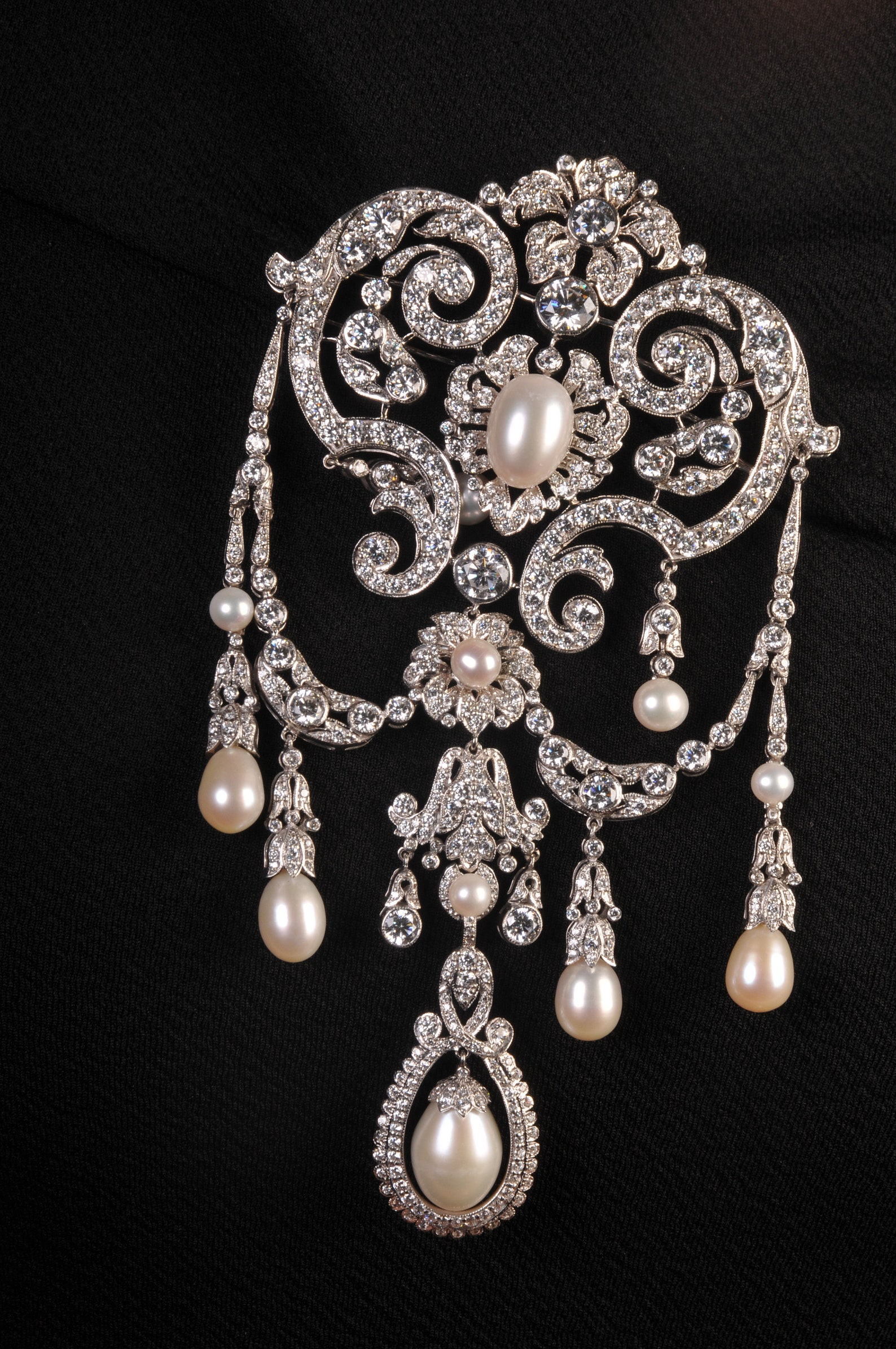 White Pearl Studded Diamond Stomacher Brooch for Women 925 - Etsy