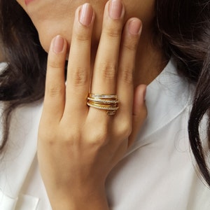 Right Hand Ring for Women 925 Sterling Silver 14k Yellow Gold Plated ...