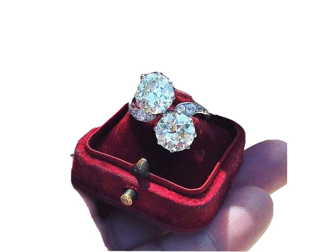 Bypass Ring for Women 925 Sterling Silver White Round-cut Handmade ...