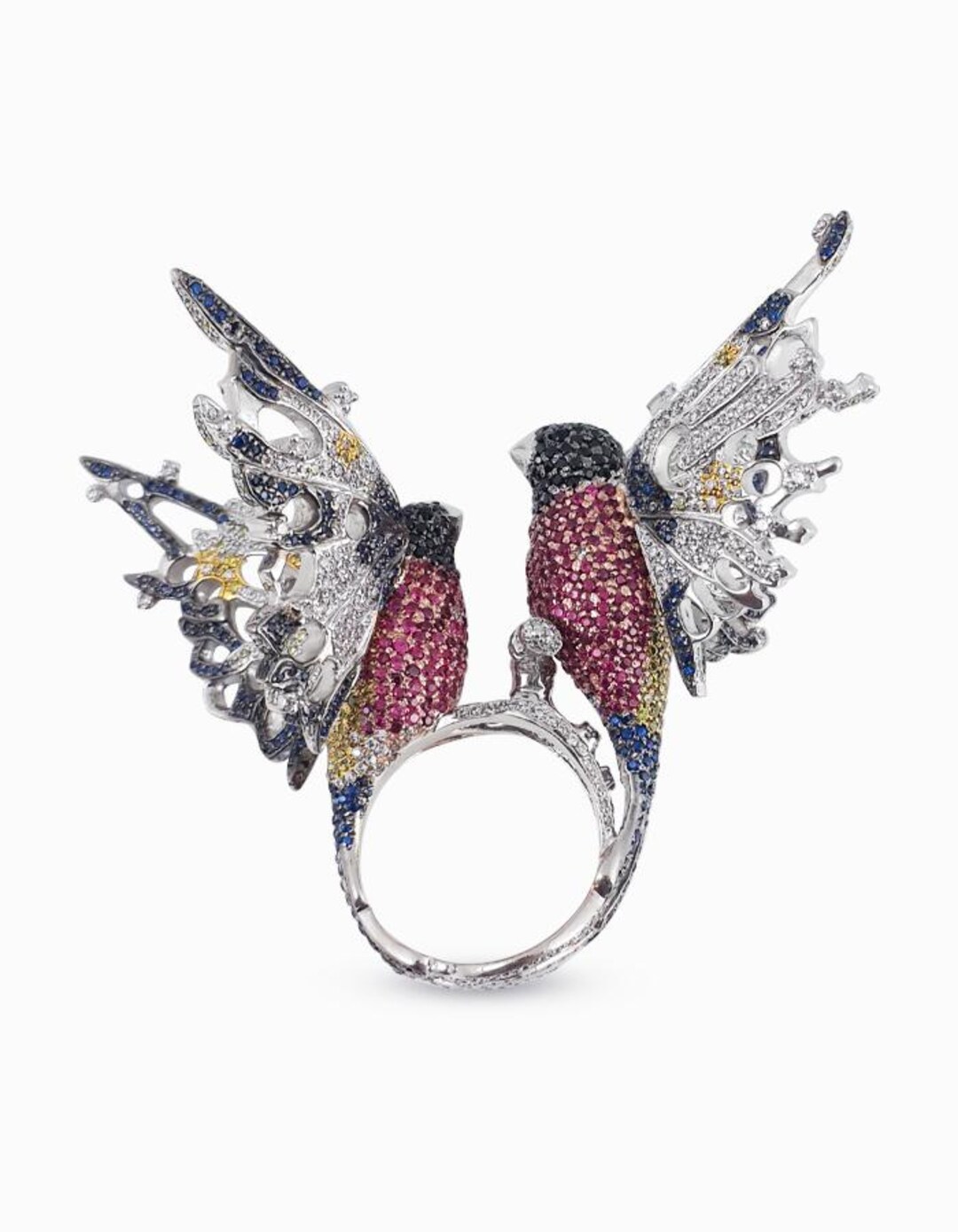 Love Birds Cocktail Ring for Women White 925 Sterling Silver Party Wear ...