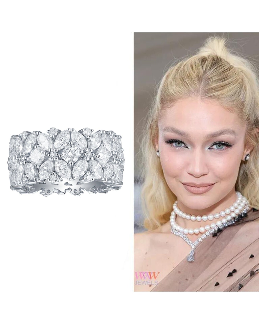 Gigi Hadid Designer Glorious Diamond Band Ring , Luxury Jewelry, Handmade Jewelry, Gift for Her ...