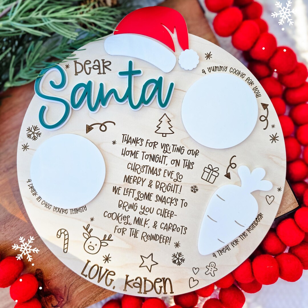 Personalized Santa Cookie Tray, Cookies and Milk for Santa, Santa Plate ...