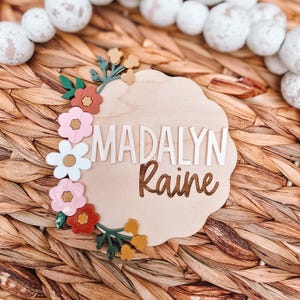 Wildflower Birth Announcement Sign, Floral Birth Stat Sign, Birth Stat ...