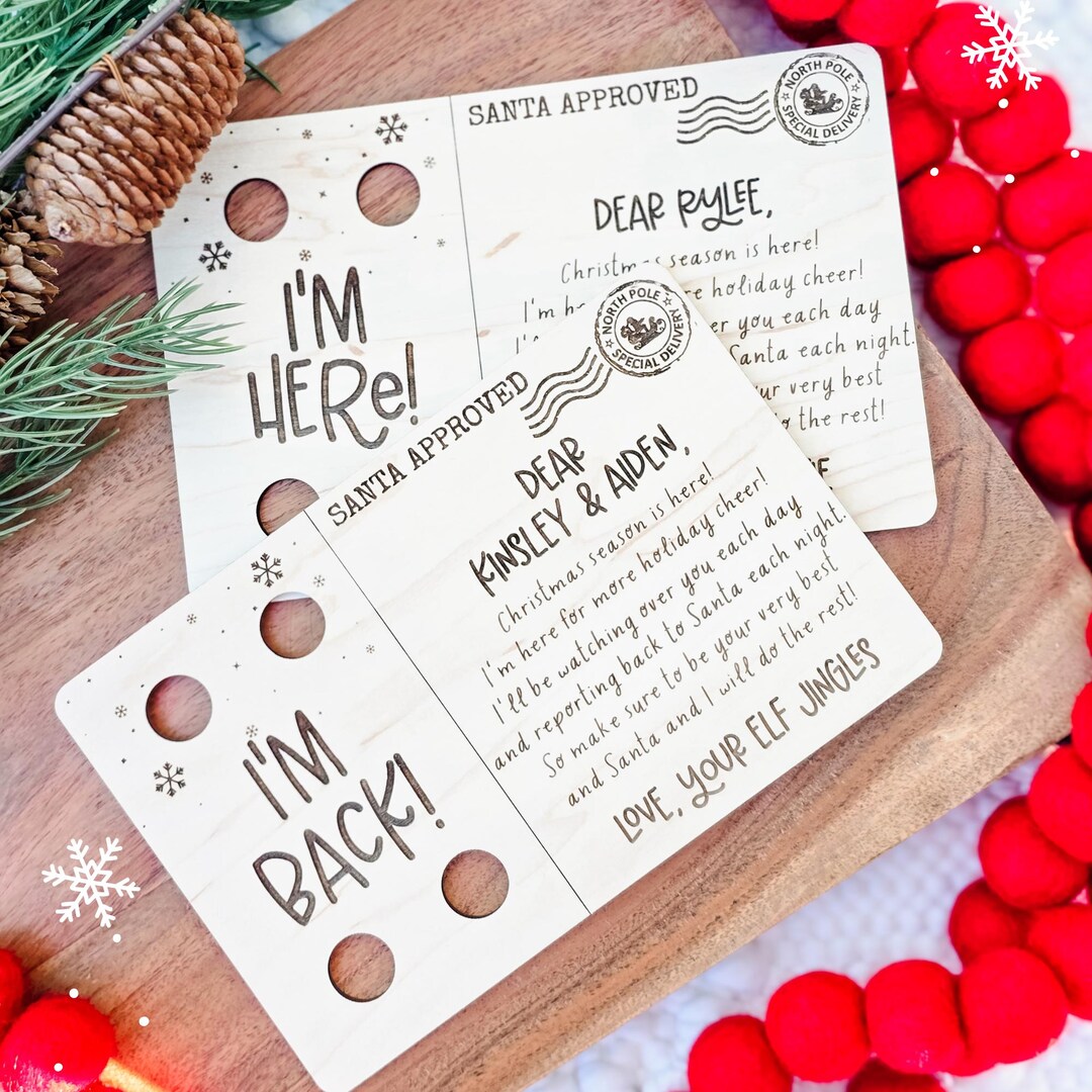Elf Welcome Back Postcard, Personalized Elf Arrival Letter Board, Elf ...