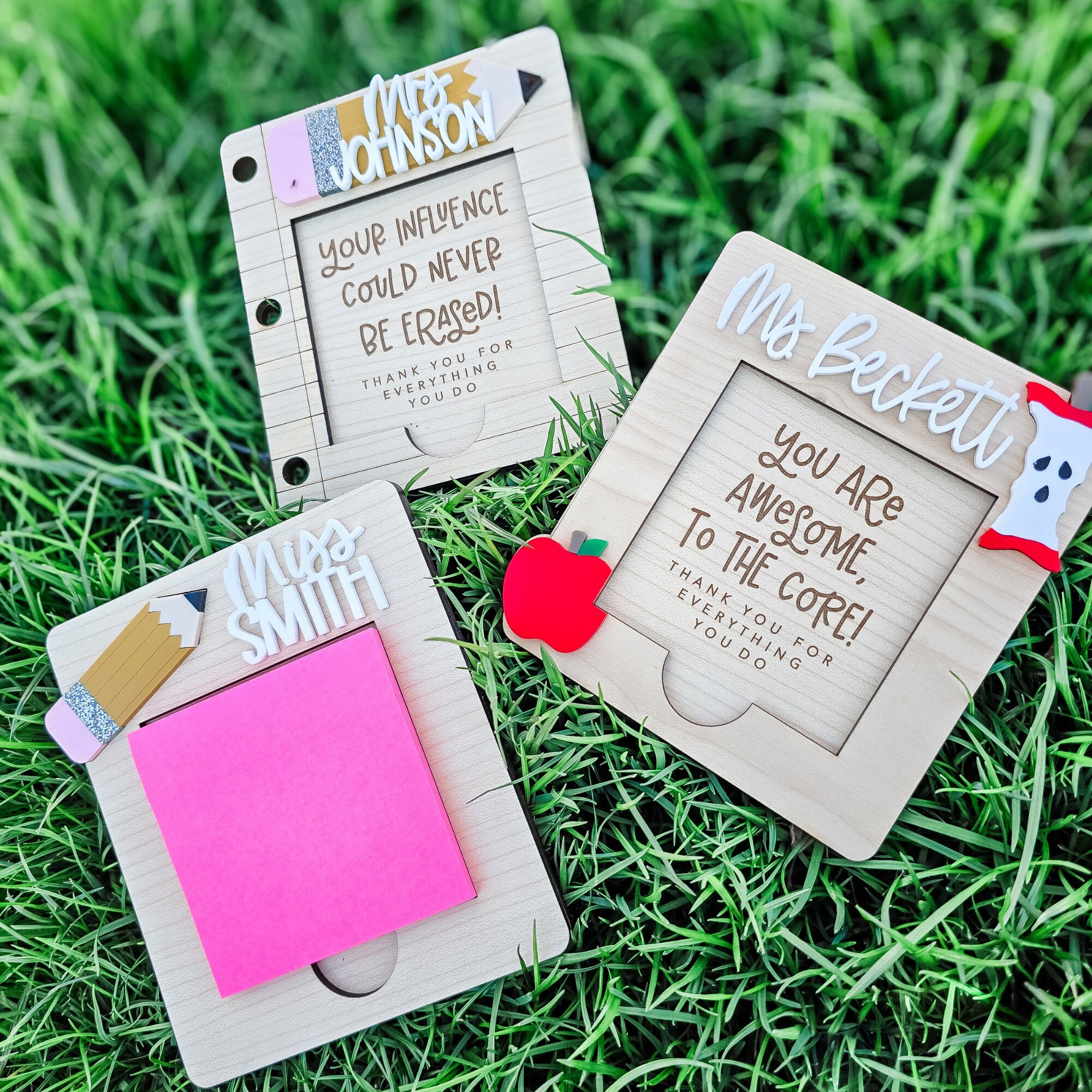 Teacher Appreciation Gift, Post It Note Holder Gift, Personalization ...