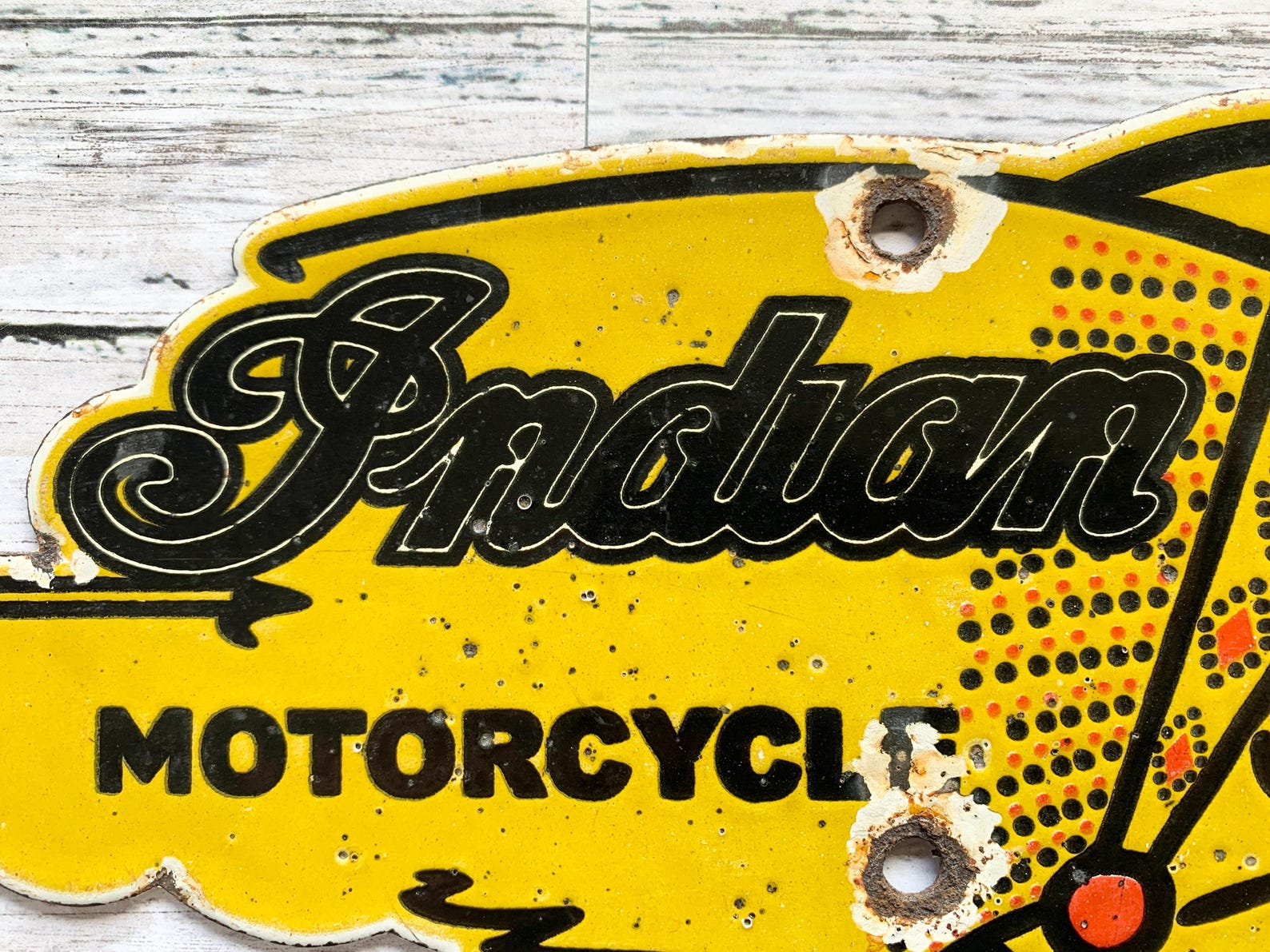 Vintage Indian Motorcycle Porcelain Sign – Arrowhead Logo – Man Cave ...