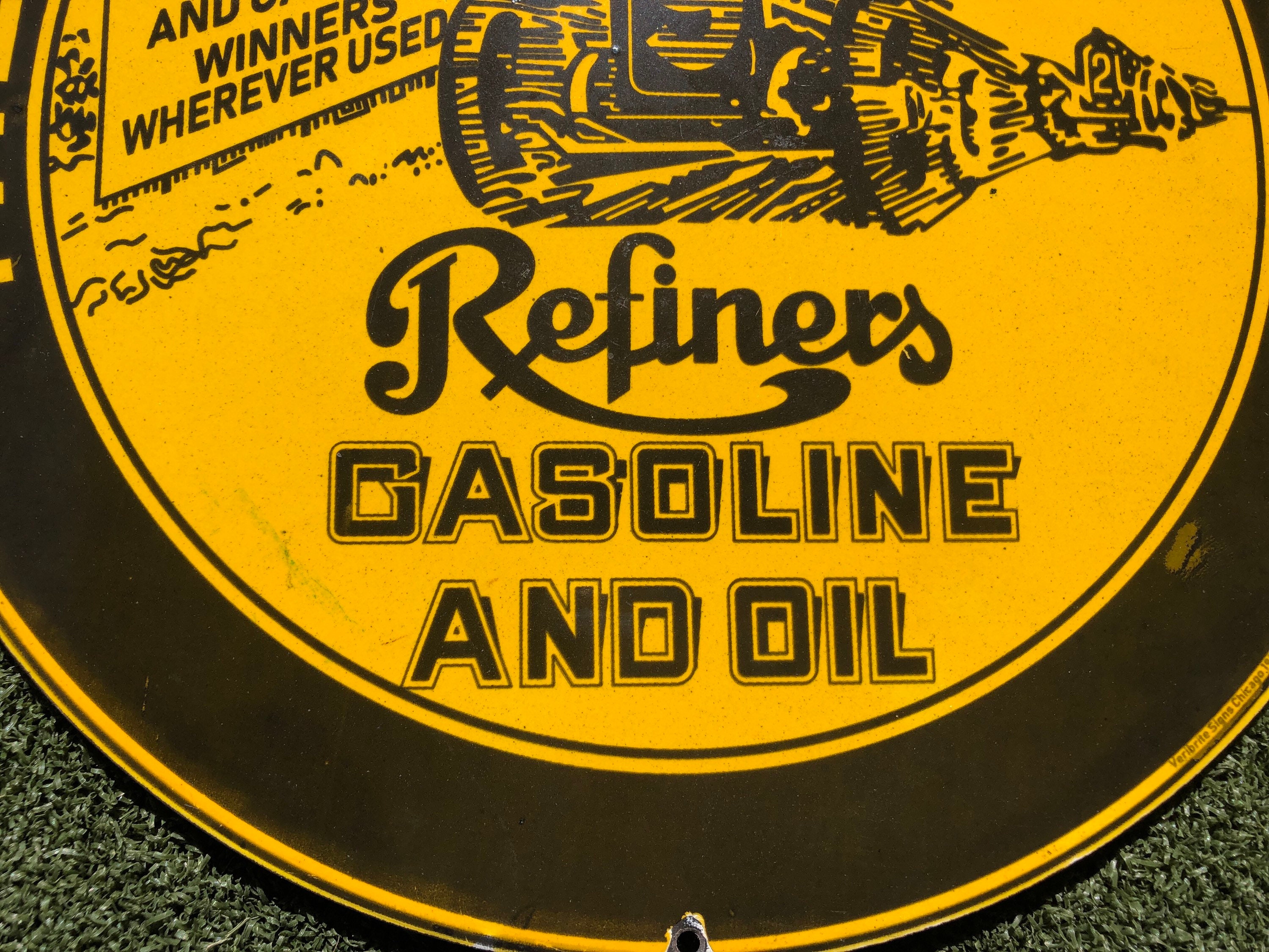 Vintage Refiners Gasoline and Oil Porcelain Oil Sign - Etsy