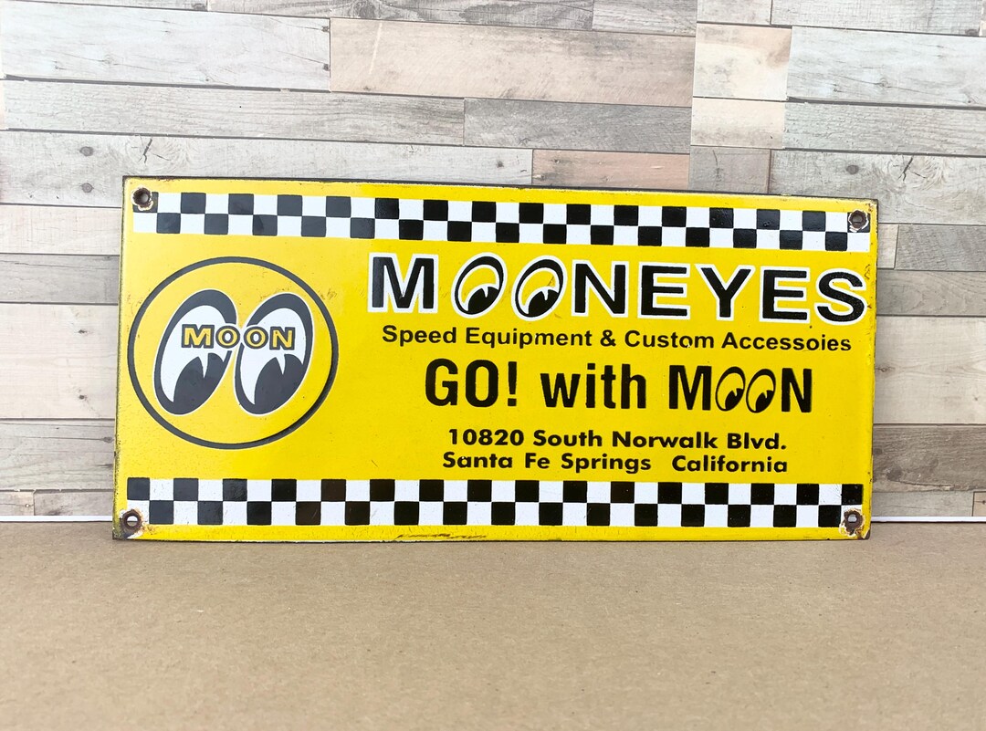 Vintage Mooneyes Porcelain Sign | Moon Eyes Speed Equipment Racing Sign ...