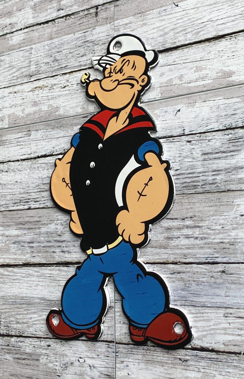 Vintage Popeye Porcelain Sign: 1950s Cartoon Cutout - Etsy