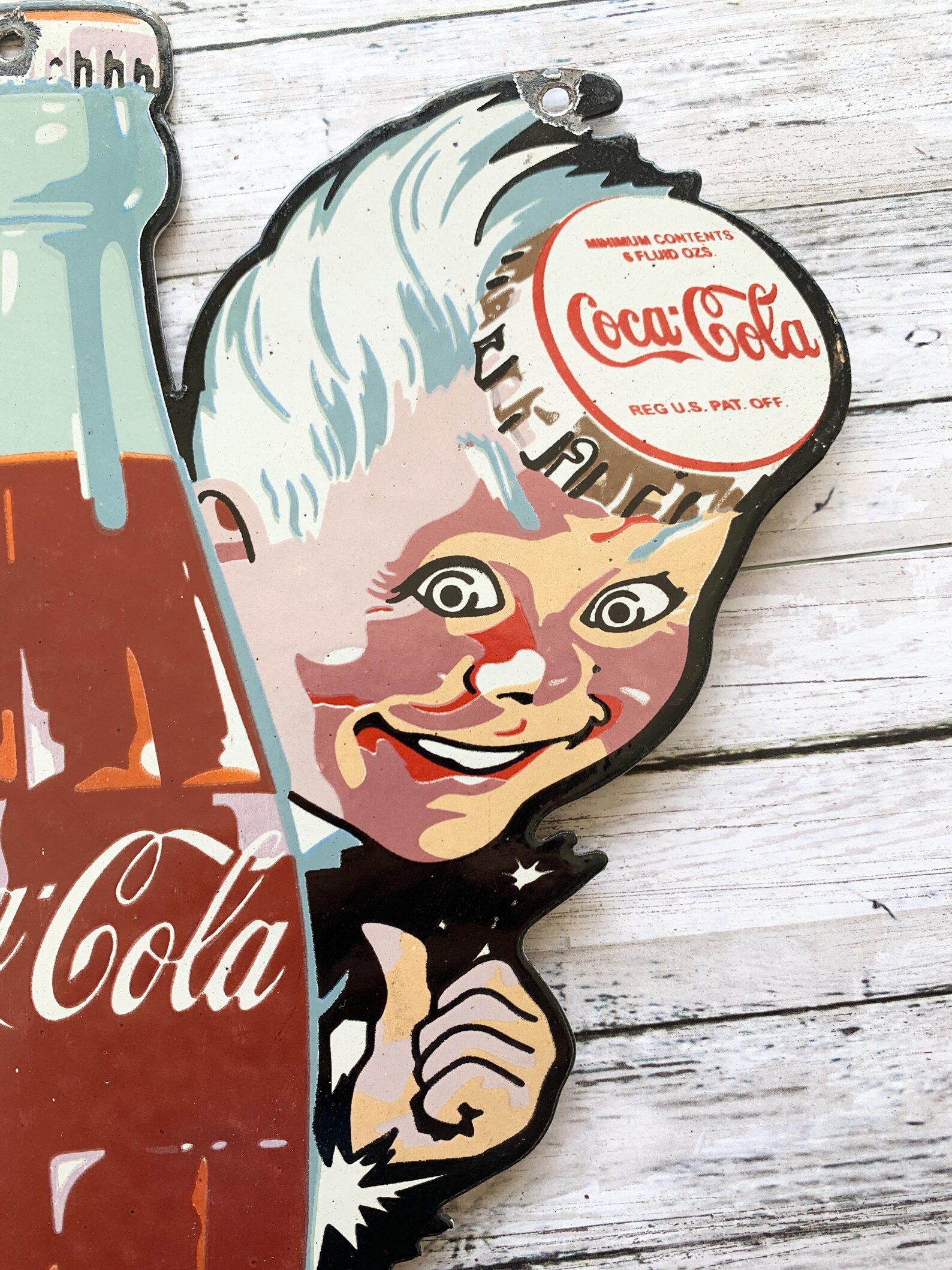Vintage Coca-cola Porcelain Sign | Coke Bottle & Sprite Boy Design ...