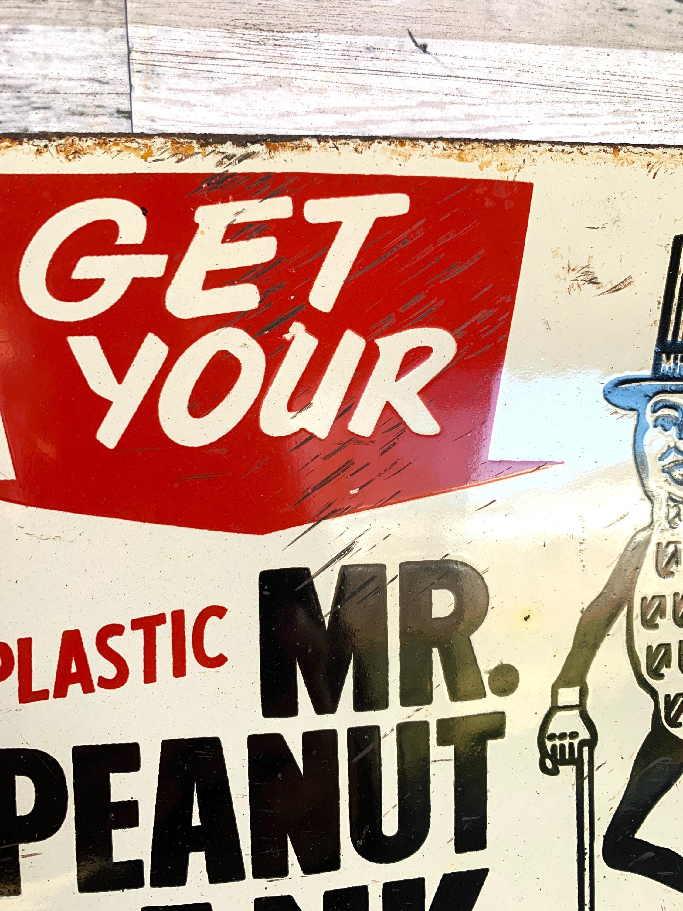 Vintage Mr. Peanut Bank Porcelain Sign 12x8 – Retro Advertising ...