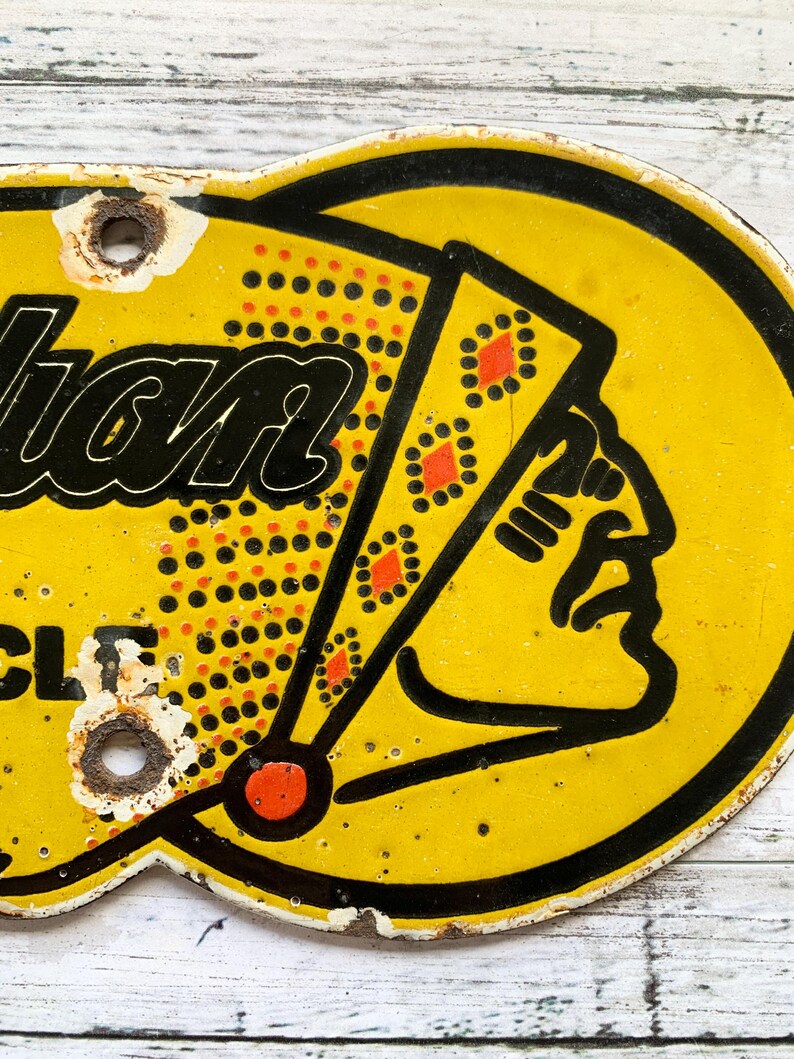 Vintage Indian Motorcycle Porcelain Sign – Arrowhead Logo – Man Cave ...