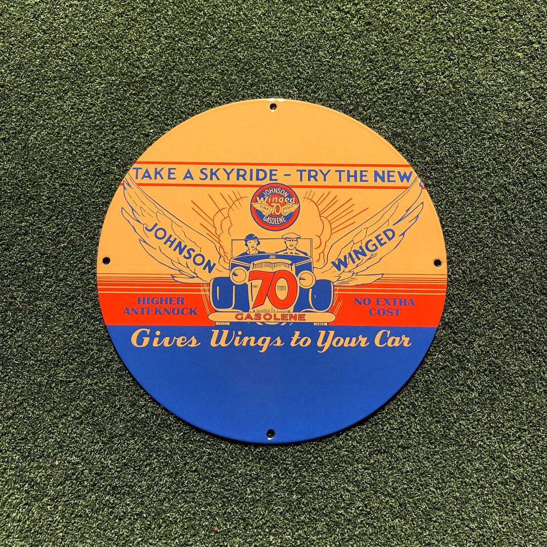 Johnson Gasolene Vintage Style Gasoline Porcelain Enamel Oil Sign - Etsy