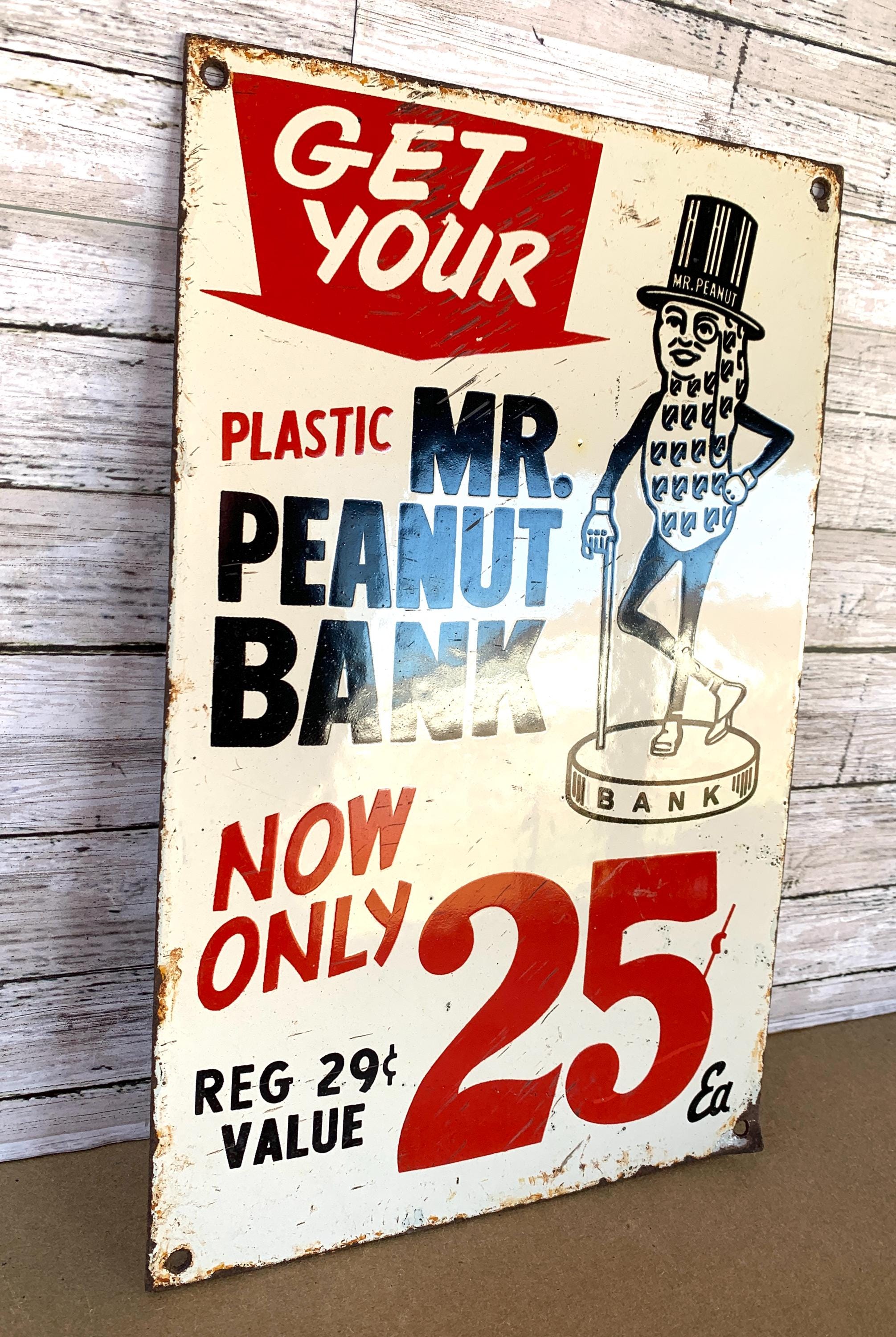 Vintage Mr. Peanut Bank Porcelain Sign 12x8 – Retro Advertising ...