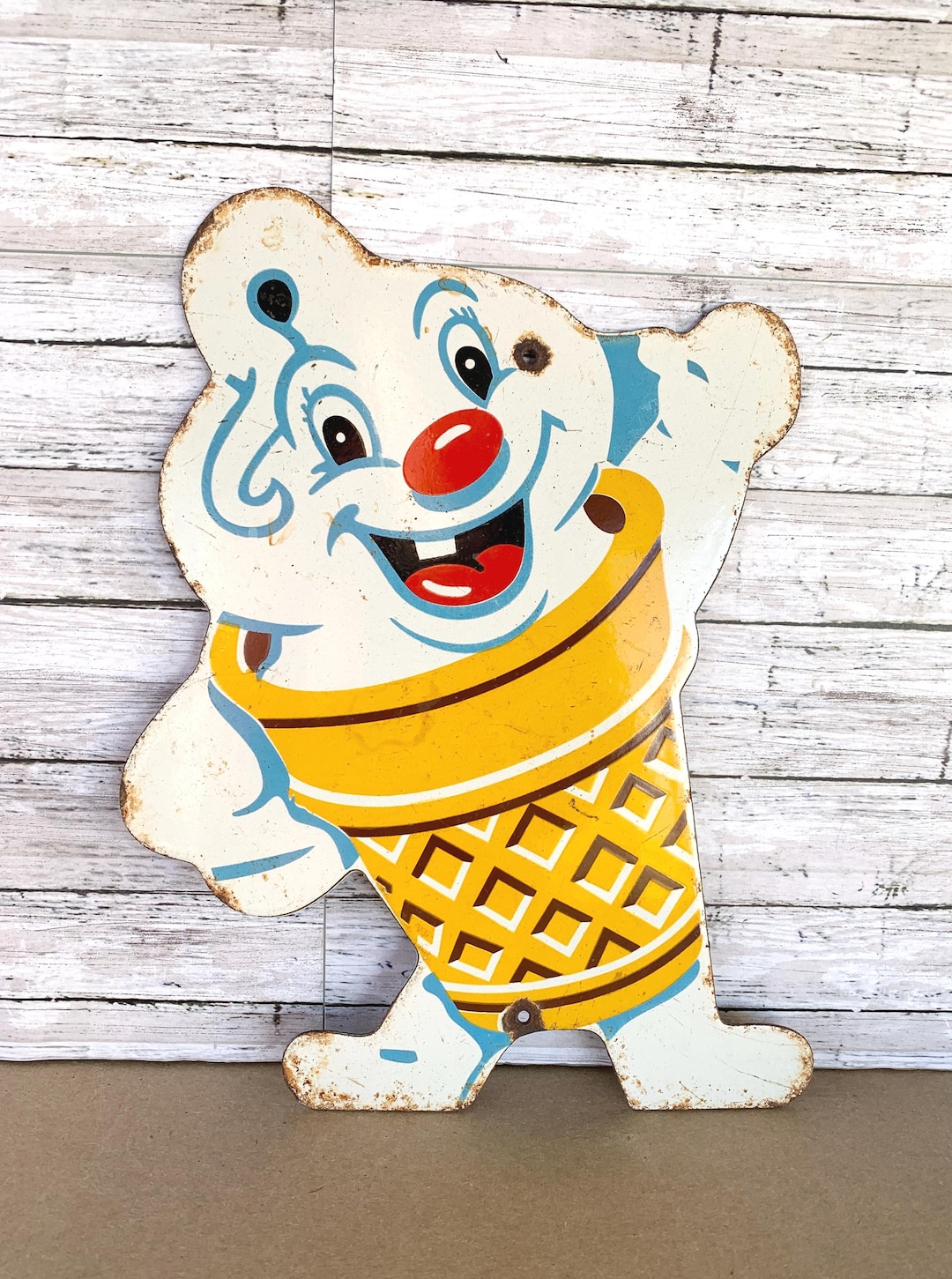 Vintage Ice Cream Porcelain Sign • Retro Dairy Bar Metal Advertising ...