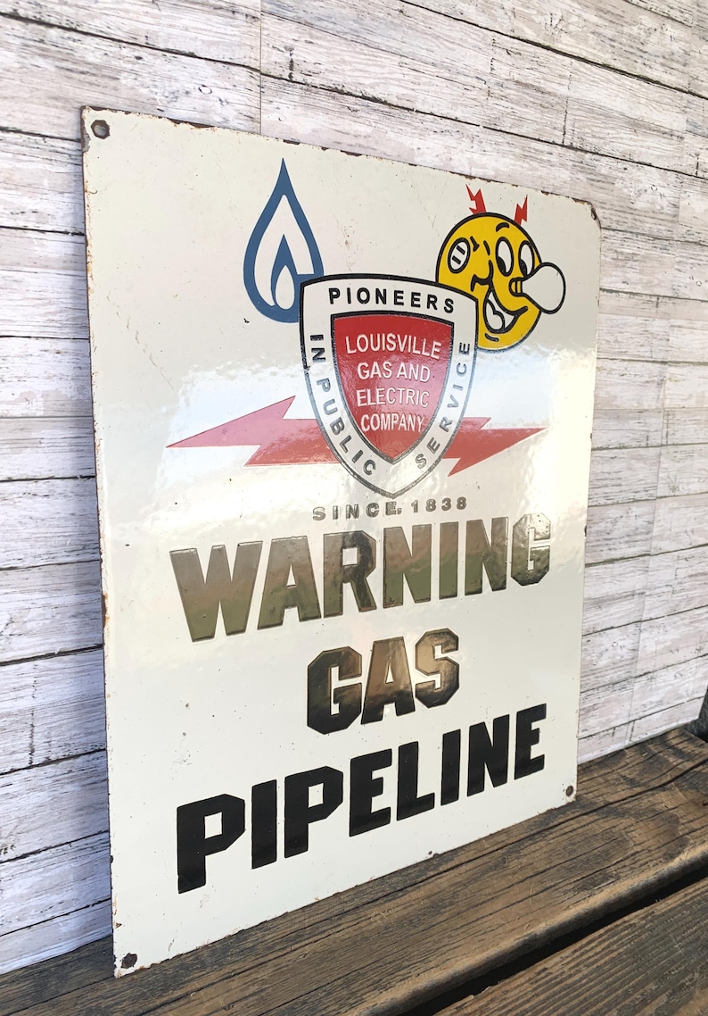 Vintage Gas Pipeline Porcelain Sign | Louisville Gas Electric | Utility ...