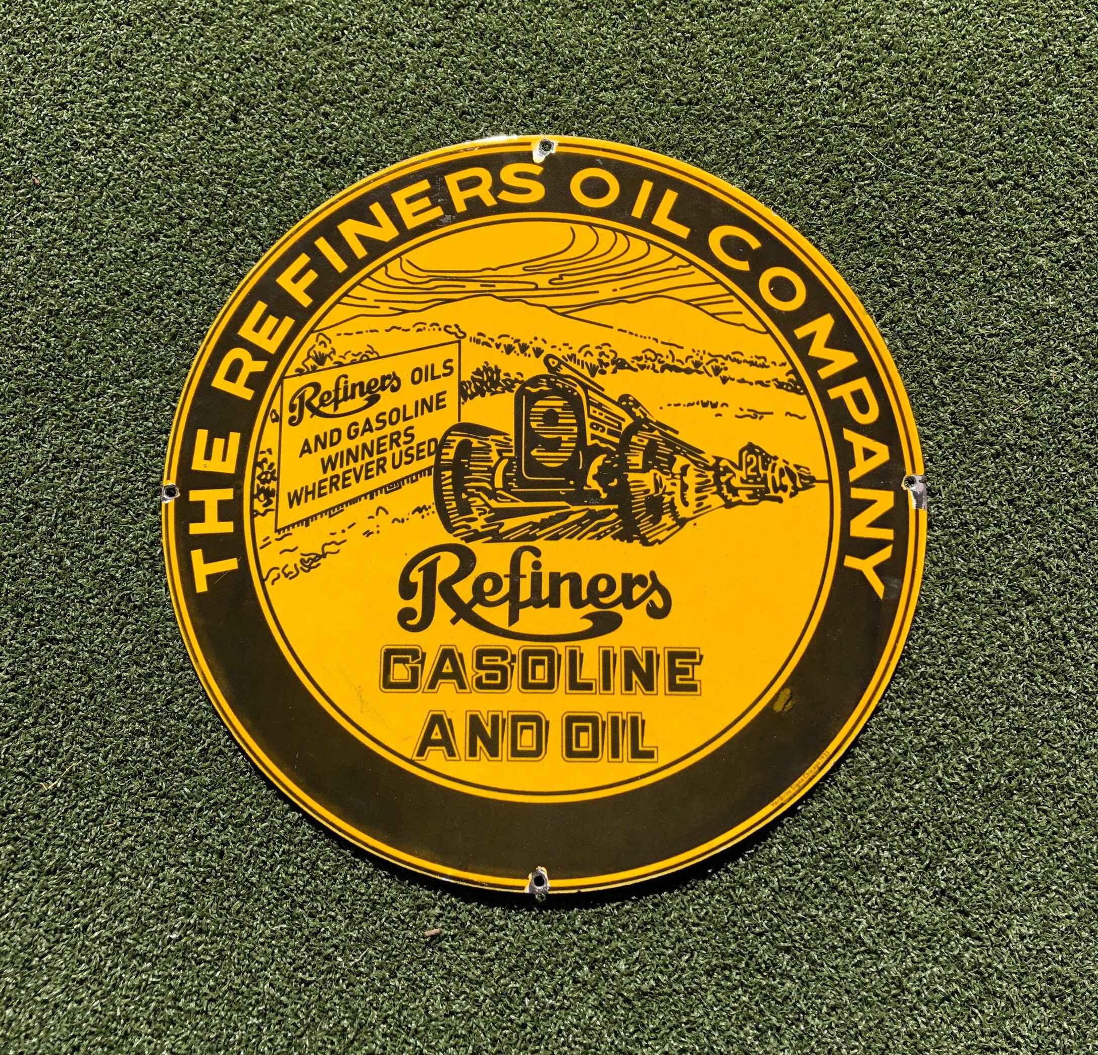 Vintage Refiners Gasoline and Oil Porcelain Oil Sign - Etsy