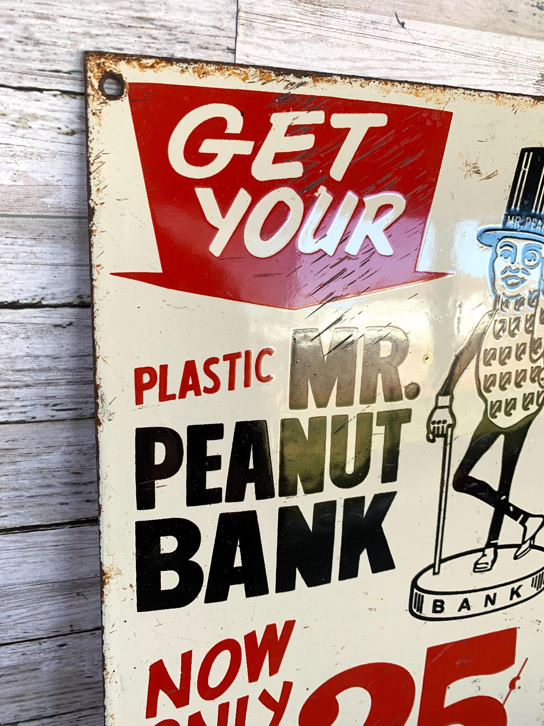 Vintage Mr. Peanut Bank Porcelain Sign 12x8 – Retro Advertising ...