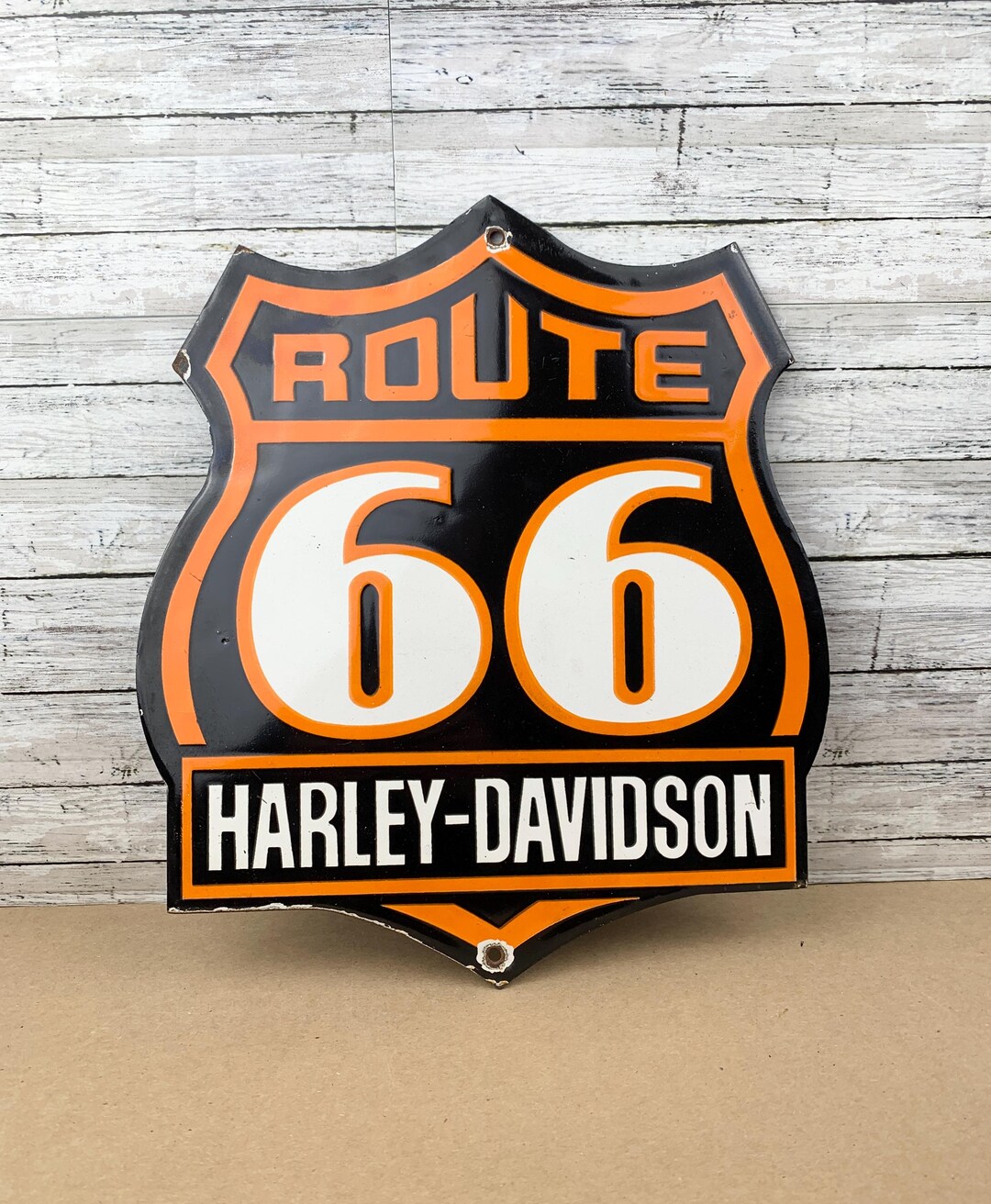 Vintage Harley Davidson Route 66 Porcelain Sign | Motorcycle Gas Oil ...