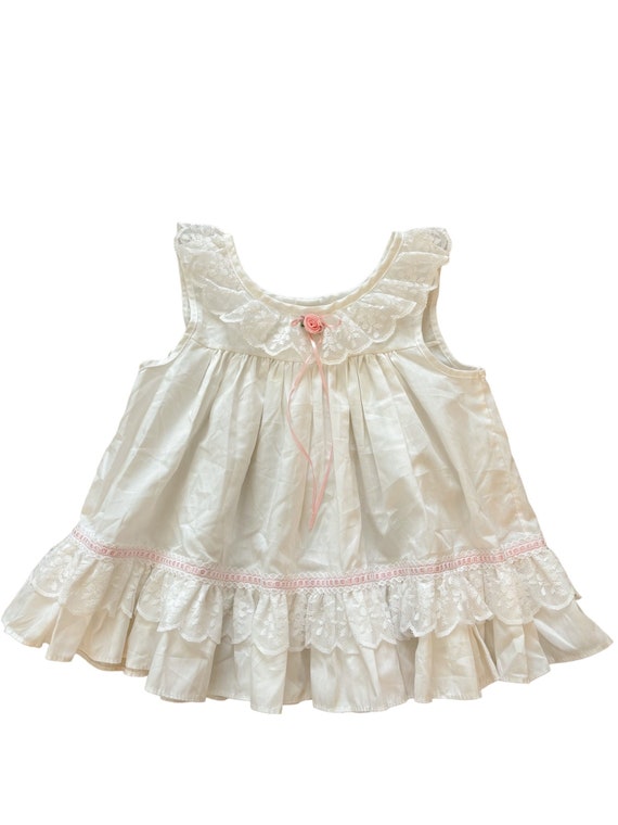 Vintage 3t baby dress baby blue with white lace front… - Gem
