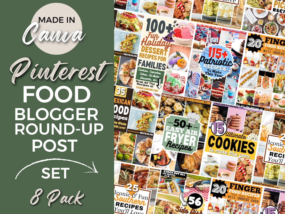 Food Blogger Pinterest Pin Templates: Recipe Round-up (canva) - Etsy