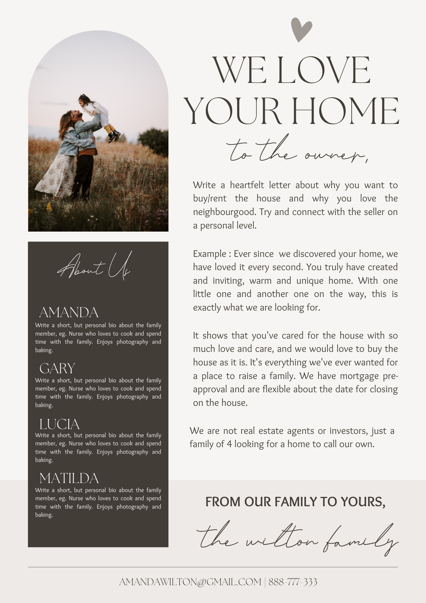 Letter to Seller, Home Love Letter Template, Home Buyer Letter Template ...
