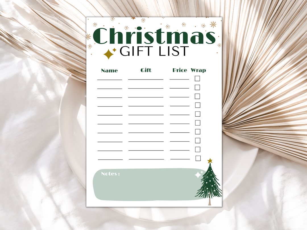 Christmas Gift List Template, Christmas Gift Tracker, Holiday Gift List ...