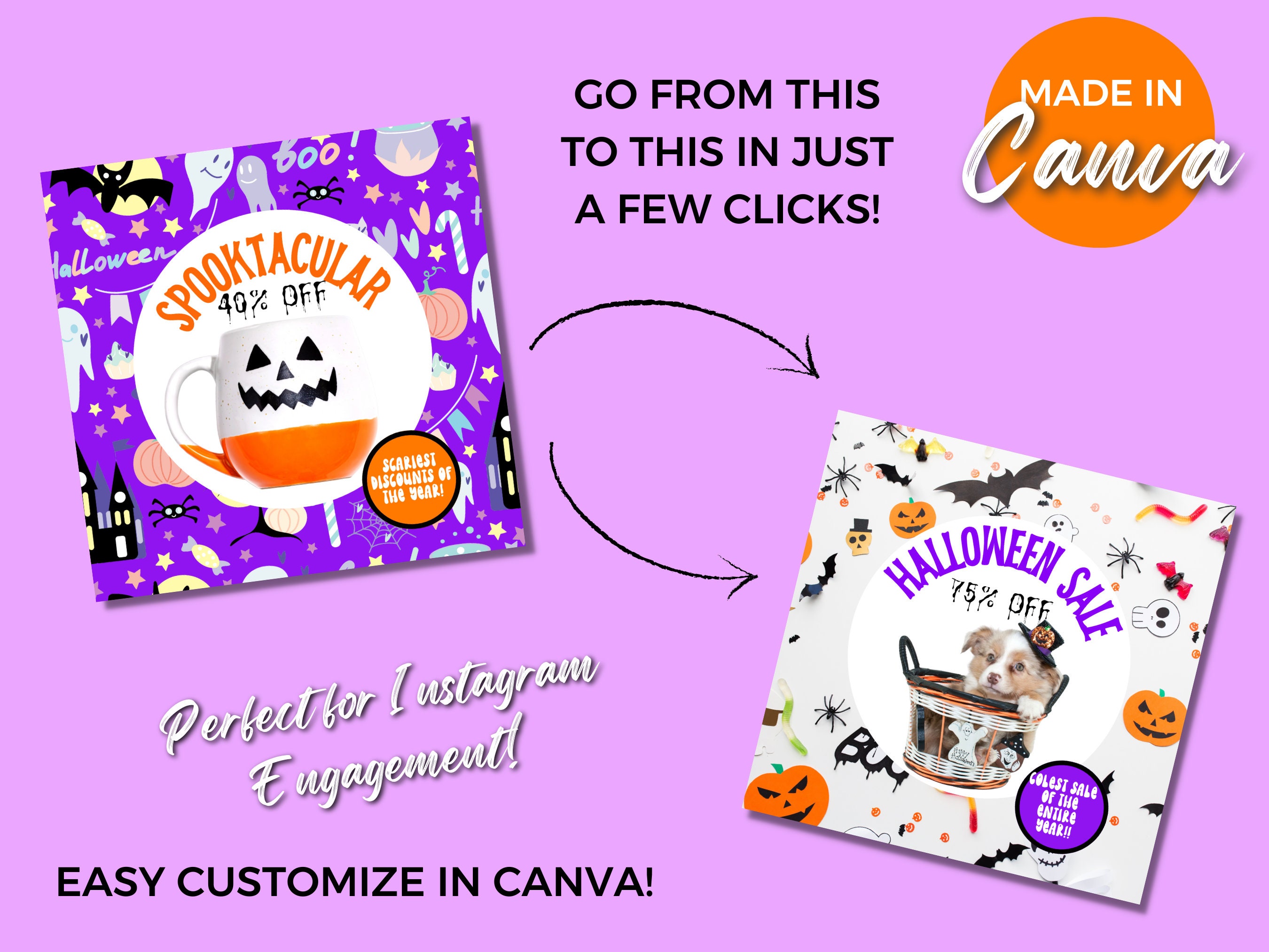 Halloween Instagram Post Templates: Spooky Social Media (canva) - Etsy