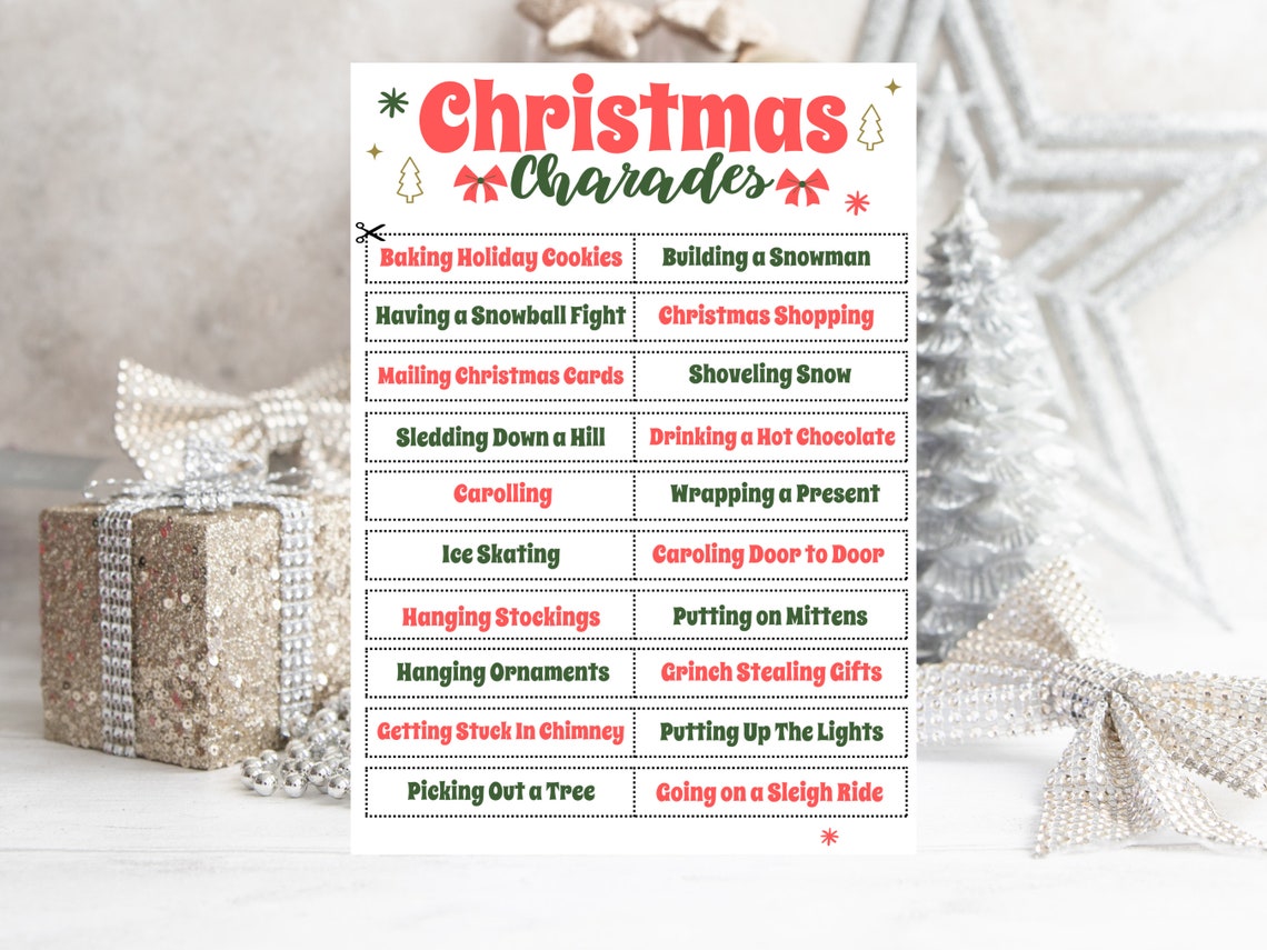 Christmas Charades Game Printable, Printable Christmas Game, Christmas ...
