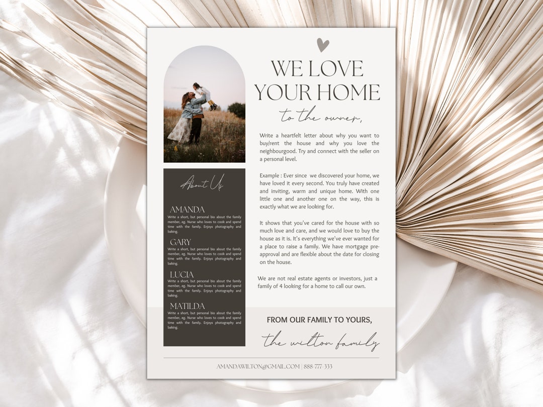 Letter to Seller, Home Love Letter Template, Home Buyer Letter Template, We Lover Your Home ...